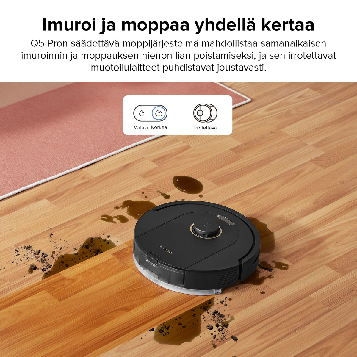 Roborock Q5 Pro+ -robotti-imuri automaattisesti tyhjennettävällä ...