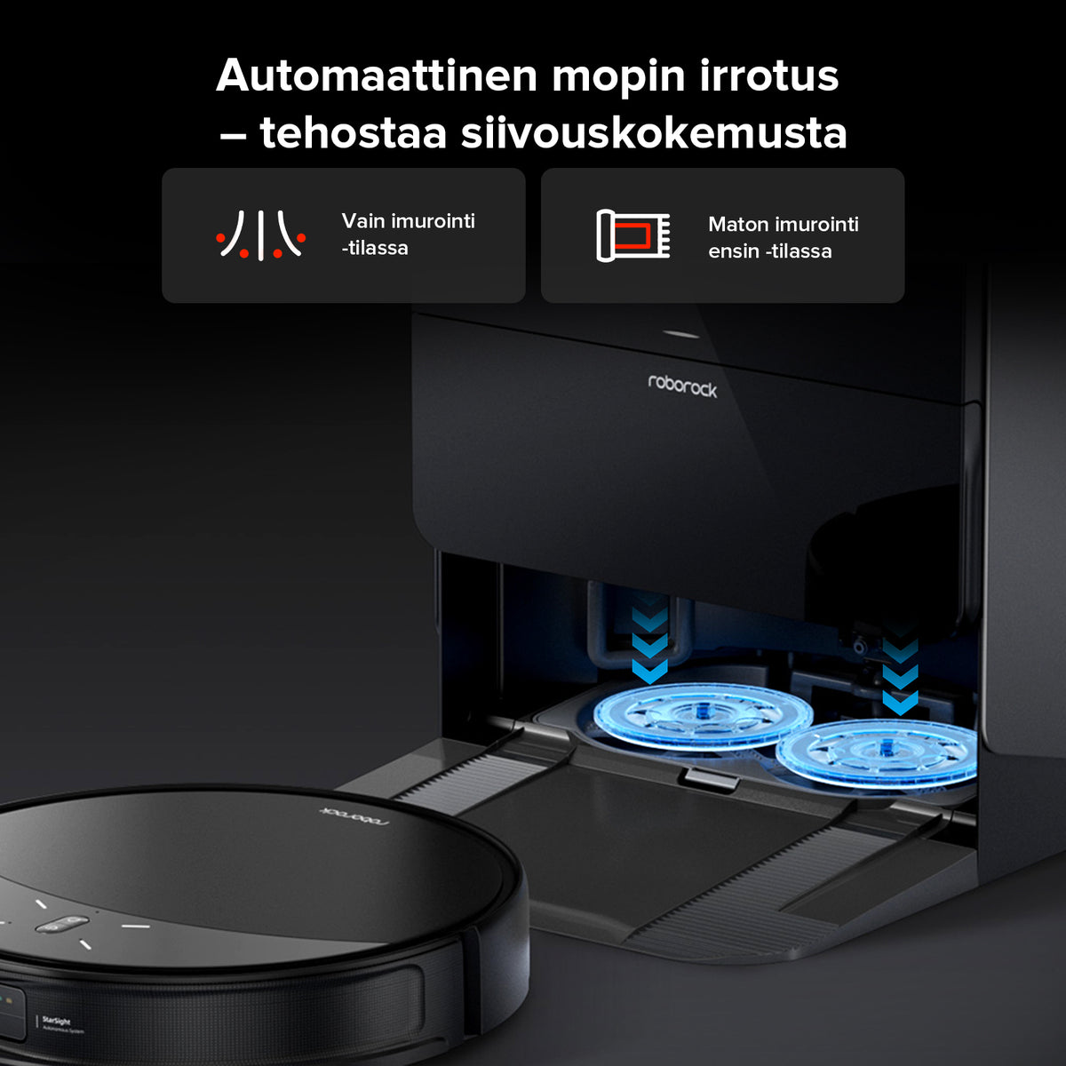 Roborock Saros 10R -robotti-imuri monitoimitelakalla 4.0 | Roborockin ...